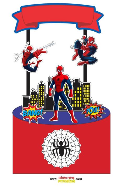 Topo De Bolo Homem Aranha Kit Personalizado Pronto Para Imprimir