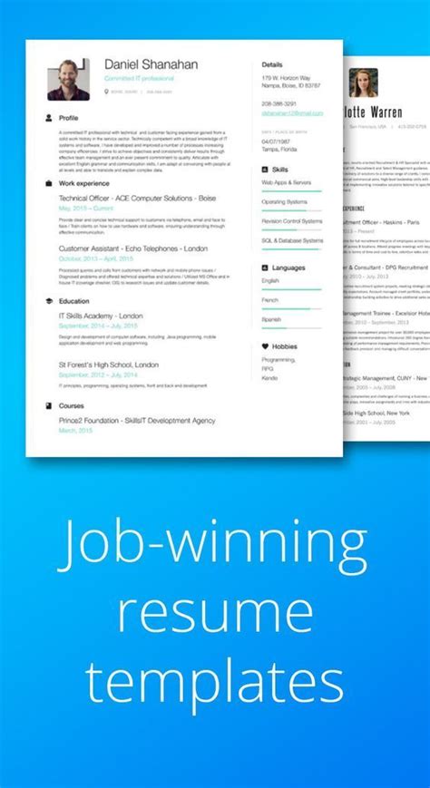 Job Winning Resume Templates Resume Builder Templates Resume