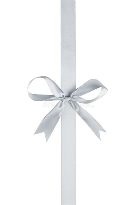 Silver Thin Ribbon With Bow Stock Photo Image 44936468