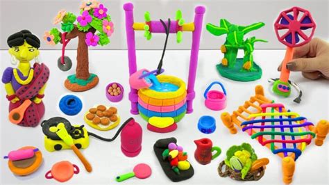 Diy How To Make Polymer Clay Miniature Water Well Kitchen Set Doll
