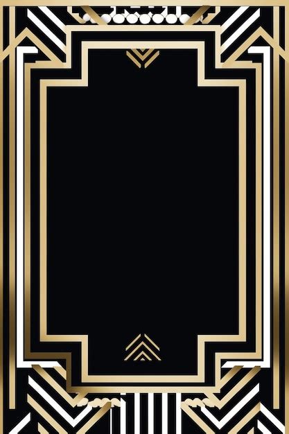 Premium Ai Image A Black And Gold Art Deco Frame With A Gold Border