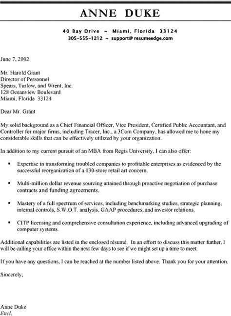 Cfo Cover Letter Template Resume Letter