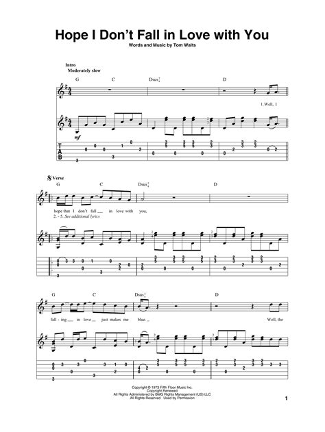 Hope I Don T Fall In Love With You By Tom Waits Solo Guitar Guitar