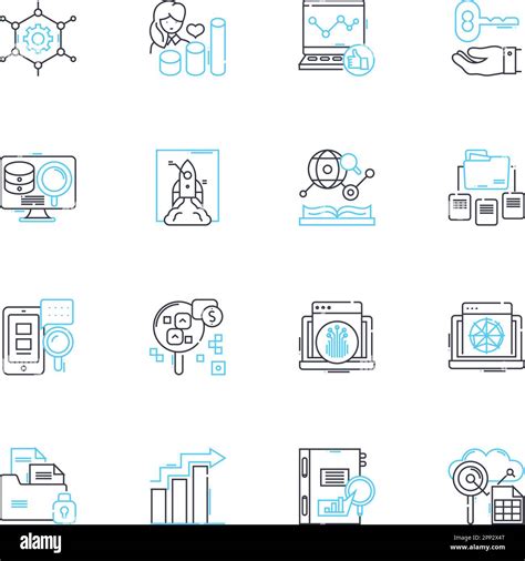 Market Research Linear Icons Set Analysis Demographics Data