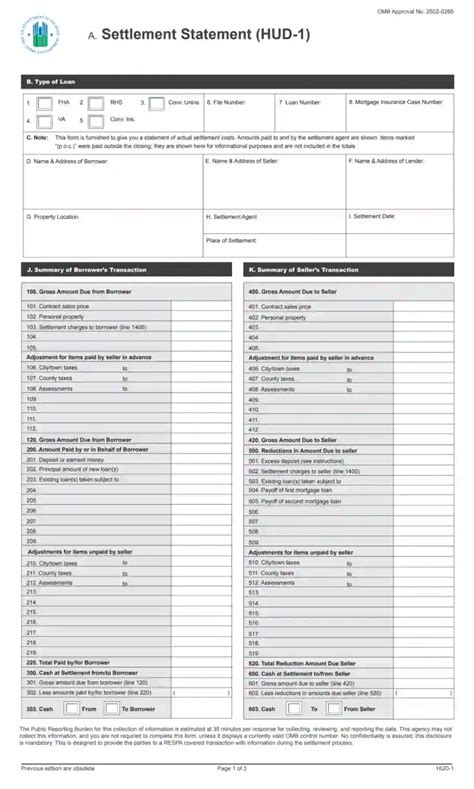 Hud Settlement Statement Fill Out Printable Pdf Forms Online