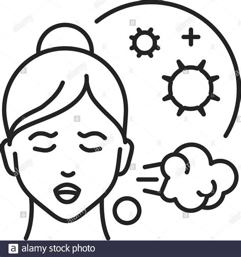 Sneezing And Coughing Black Line Icon Flu Symptoms Pictogram For Web