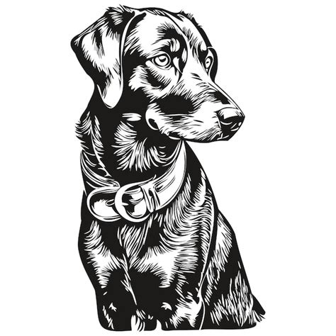 Czarny Podpalany Pies Coonhound Ołówek Rysunek Wektor Zarys Ilustracja