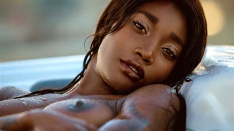 Ebony Beauty From Cameroon Mimi Desuka Gets Naked In A Pool For Playboy
