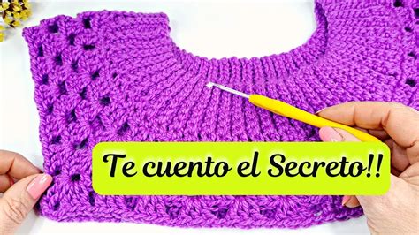 TRUCO Fácil para tejer canesú redondo escotado a crochet A medida