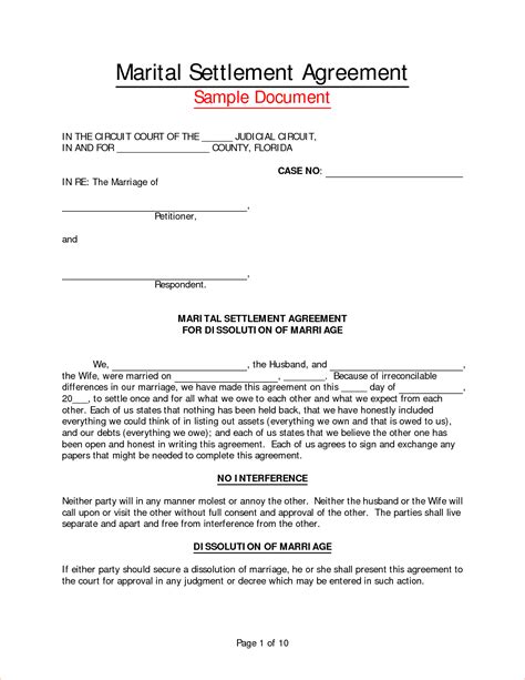 Marriage Termination Agreement Images Of Separation Report Template