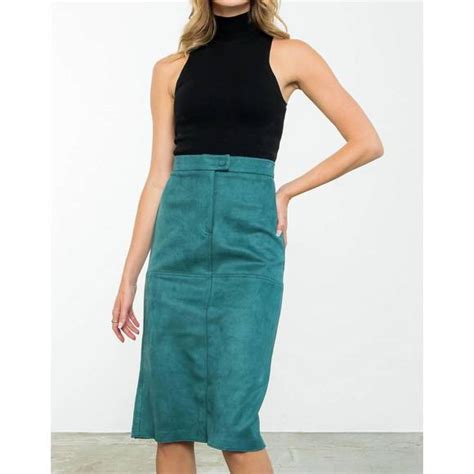 THML Skirts New Thml Faux Suede Midi Pencil Skirt In Teal Poshmark