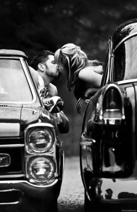 Two Cars One Kiss Photo Unique Wedding Photography Black And White