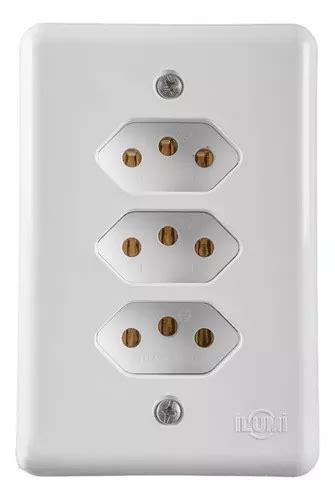 Tomada Monobloco Tripla 10a Ilumi fácil Instalação Cor Branco