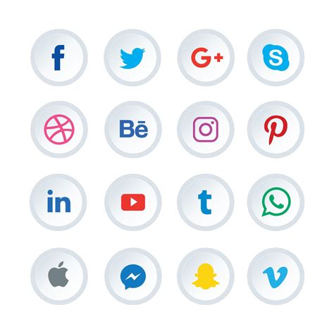 Set Of Social Media Icons Social Network Vector Symbols Social Media