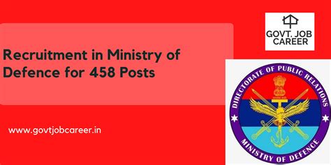 Ministry Of Defence Recruitment 2021 For 458 Posts Govt Job Career
