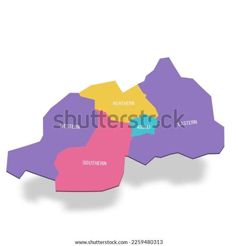Rwanda Political Map Administrative Divisions Provinces Stock Vector