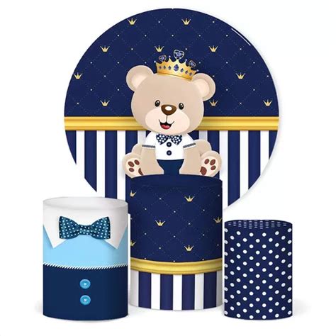 Painel Redondo Cilindros Urso Realeza D Tecido X M