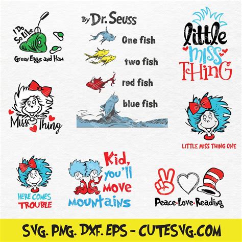 Dr Seuss SVG Bundle Green Eggs And Ham SVG One Fish Two Fish