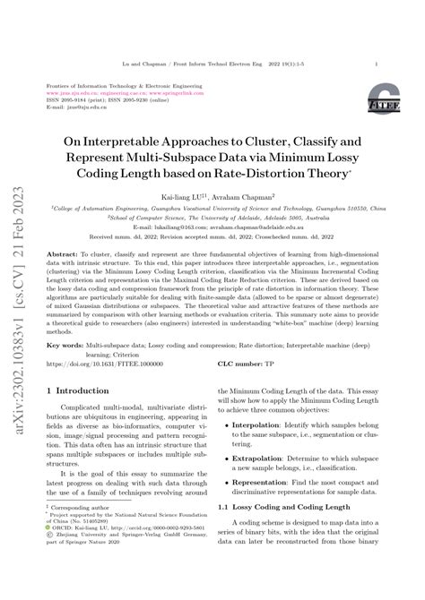 pdf on interpretable approaches to cluster classify and represent multi subspace data via