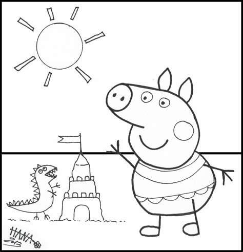 Peppa Pig E Il Castello Di Sabbia Da Colorare Scarica Stampa O Colora