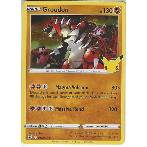 Pokemon Trading Card Game 017 025 Groudon Rare Holo Card