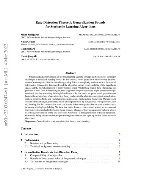pdf rate distortion theoretic generalization bounds for stochastic learning algorithms