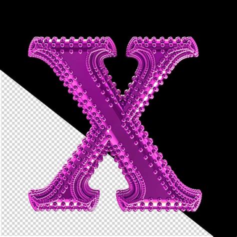 Pequeñas esferas 3D en el símbolo púrpura letra x Archivo PSD Premium