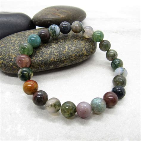 Pulsera de cuentas de 8 mm de color mixto de ágata natural pulsera de