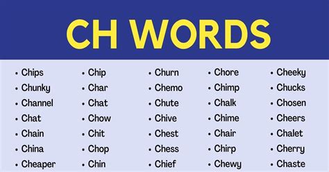 CH Words List Of 350 Useful Words With CH In English 7ESL