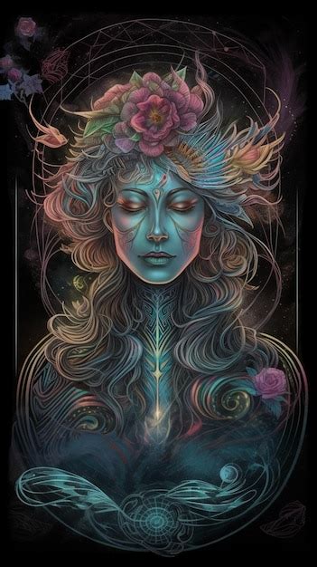 Premium AI Image A Painting Of A Woman With A Flower In Her Hair