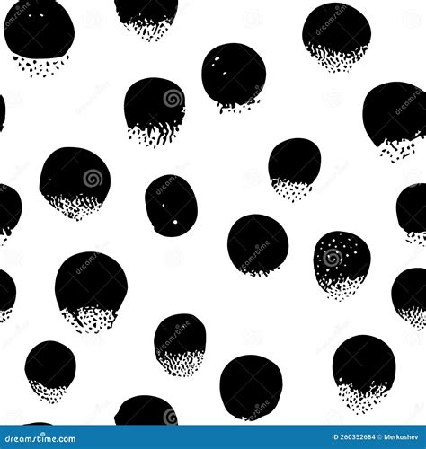 Seamless Abstract Pattern Background Polka Dots Black Ink Stains On