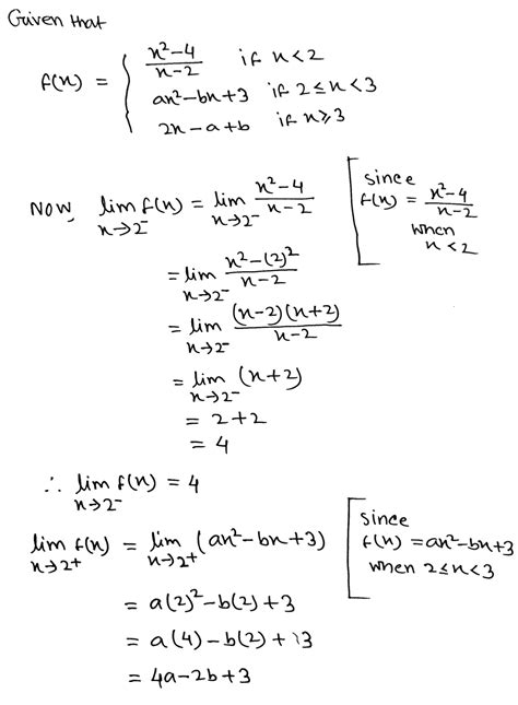 [solved] find the values of a and b that make f continuous everywhere course hero