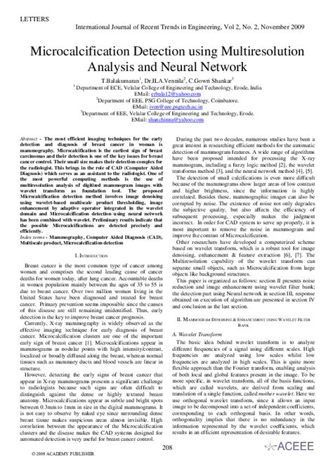 pdf microcalcification detection using multiresolution analysis and neural network gowri