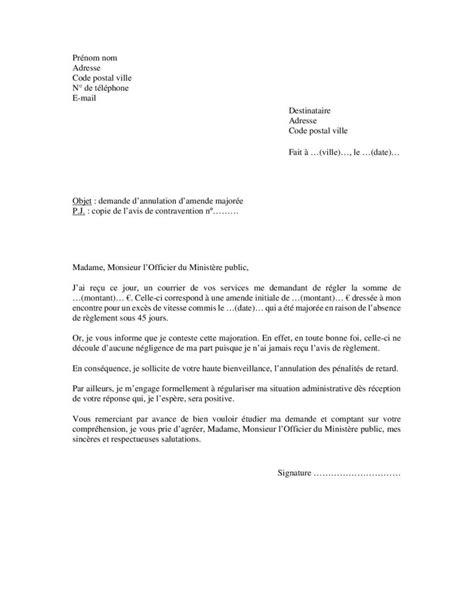 Modèle de lettre de contestation d une amende majorée non reçue