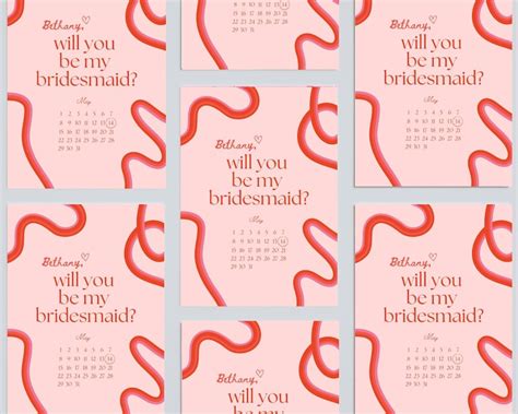 Squiggle Bridesmaid Proposal Card Will You Be My Bridesmaid Etsy