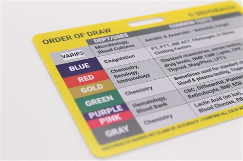 Phlebotomy Order Of Draw Badge Card Essential Cheat Sheet For Nurses