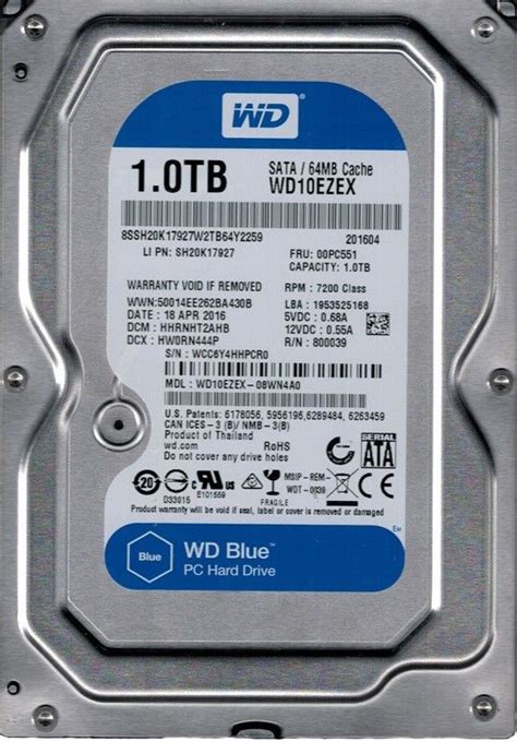 Western Digital Tb Wd Ezex Rpm Sata Mb Cache Blue Pc Hard Drive