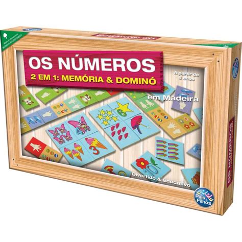 Brinquedo Pedagogico Madeira os Numeros Domino e Memoria em Promoção na