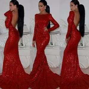 Red Sequin Feather Black Girl Mermaid Prom Dress Xdressy