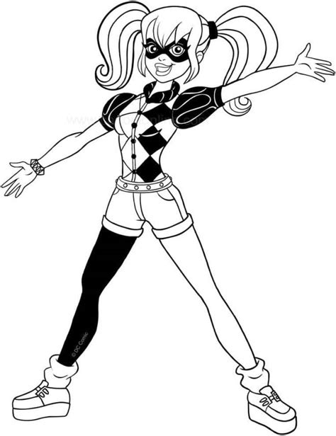 Coloriage Harley Quinn de DC SuperHero girls dessin gratuit à imprimer