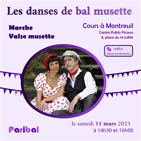 Stage de danses de bal musette 11 mars 2023 à Montreuil