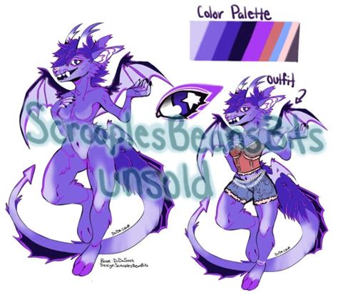 Pink Brown And Green Naked Winged Anthro Furry Dragon Poster