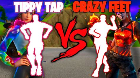 Fortnite Tippy Tap Vs Crazy Feet Emote Youtube