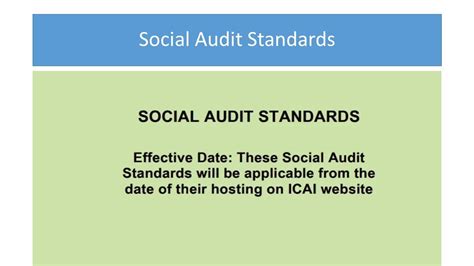 SOCIAL AUDIT STANDARDS ICAI YouTube