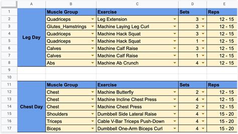 How To Make A Workout Plan In Google Sheets With Template