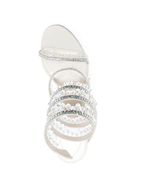 René Caovilla Chandelier 105mm crystal embellished Sandals Neutrals