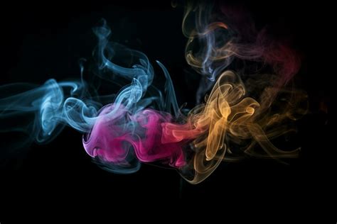 AI Generative Colorful Smoke Isolated On Black Background Abstract