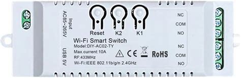 Beznapięciowy przekaźnik sterownik 2ch NC NO WiFi TUYA RF433 5V USB 85
