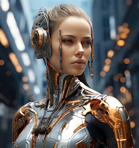 Premium Ai Image Robotic Female Futuristic Cyborg Woman Ai