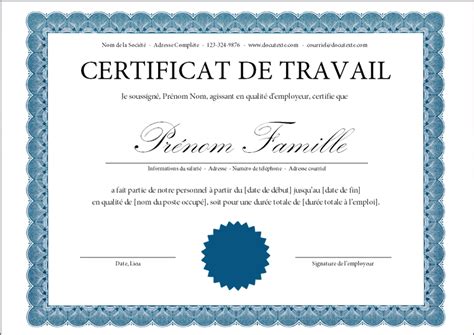 Certificat De Travail Docutexte Certificat De Travail Certificat
